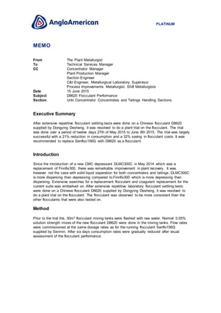 Memo Flocculant Performance | PDF