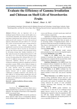 Evaluate the Efficiency of Gamma Irradiation and Chitosan on Shelf-Life ...