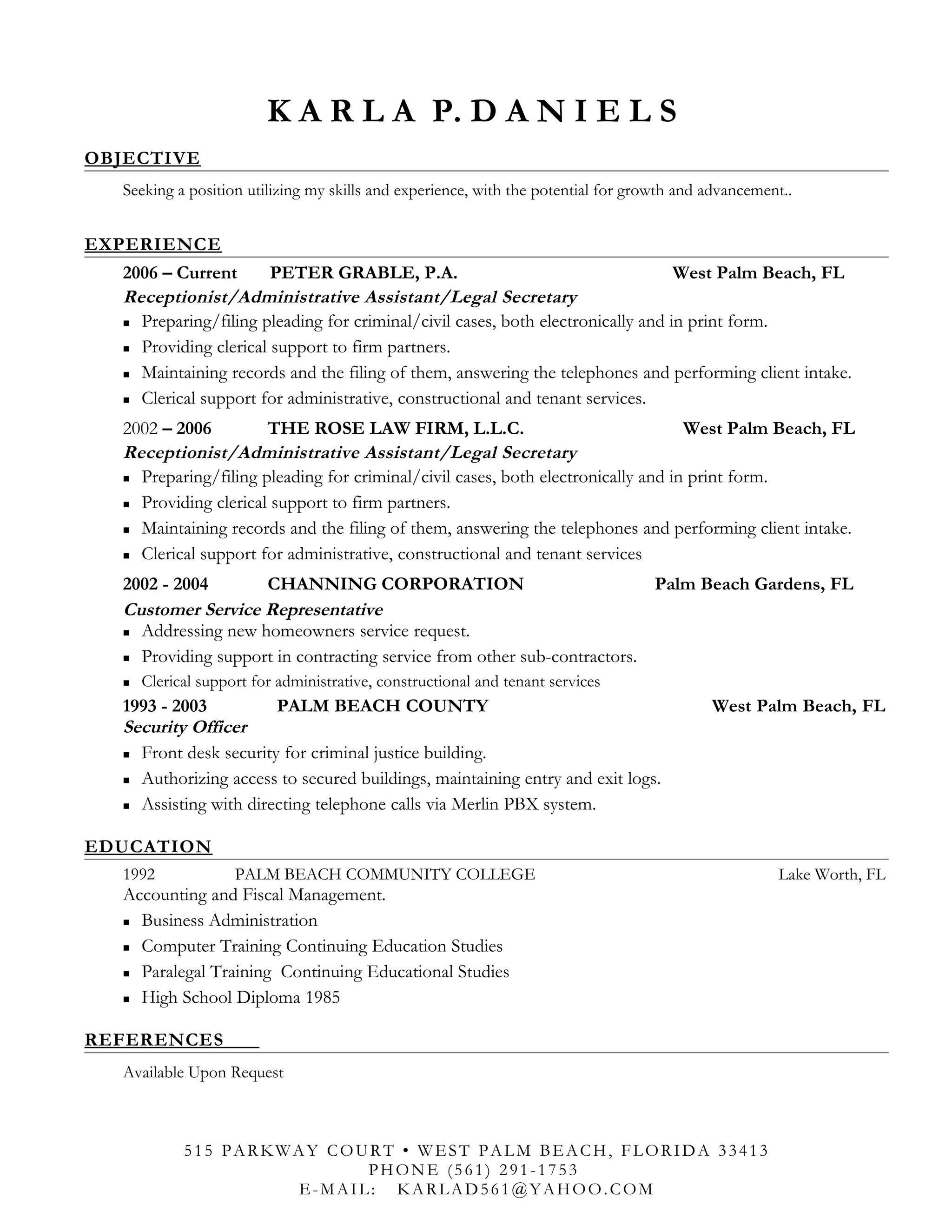 KDaniels Elegant Resume | DOC | Legal Services Industry | Industries