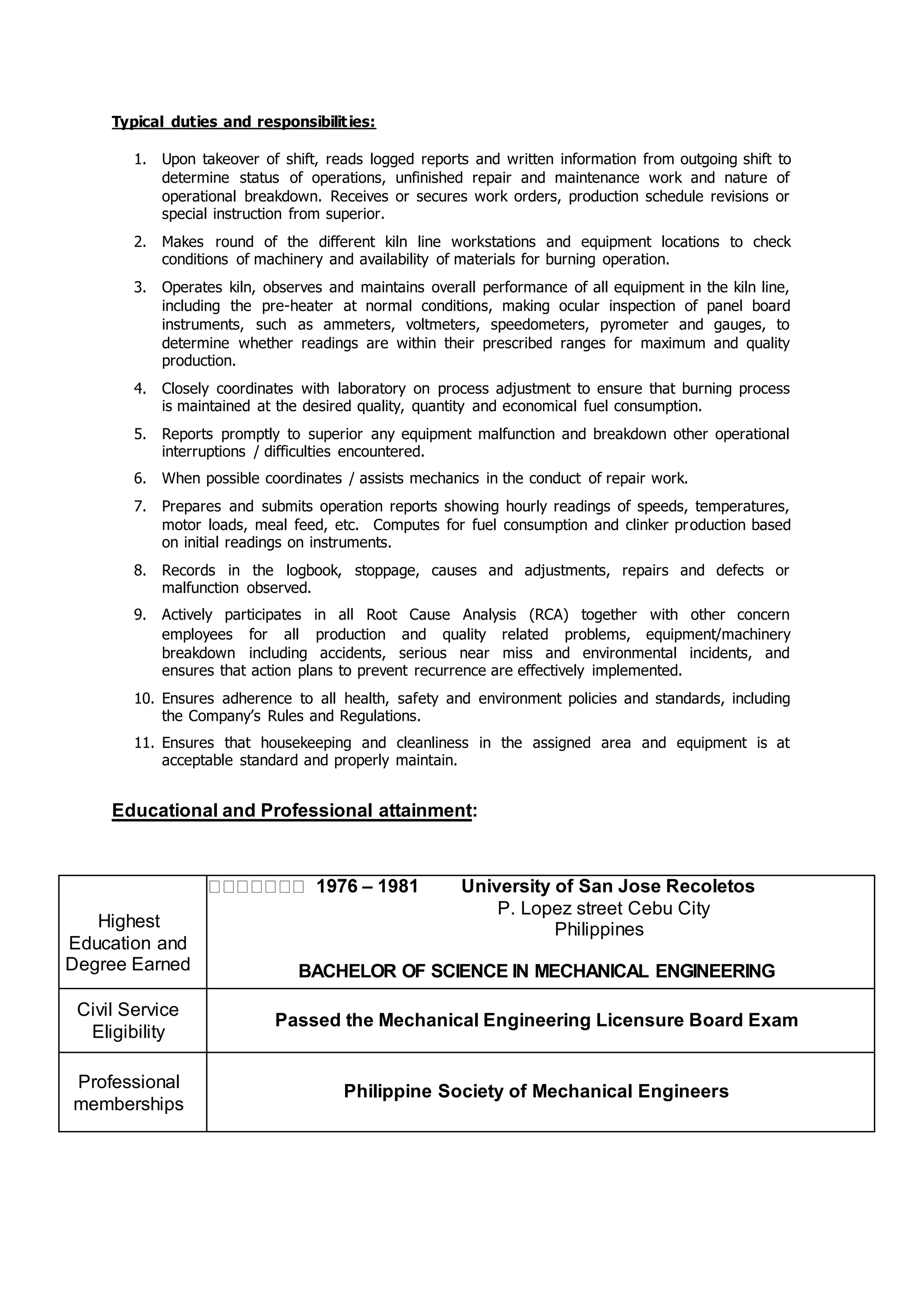 FUV CV | DOCX | Manufacturing Industry | Industries