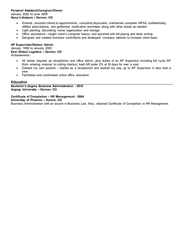 Ronni Resume_Admin Asst_101715 | DOCX | Business Administration | Business