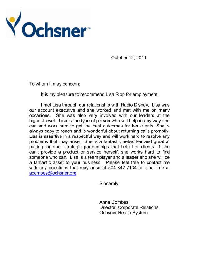 Lisa Ripp letter (2) | PDF | Business | Business and Finance