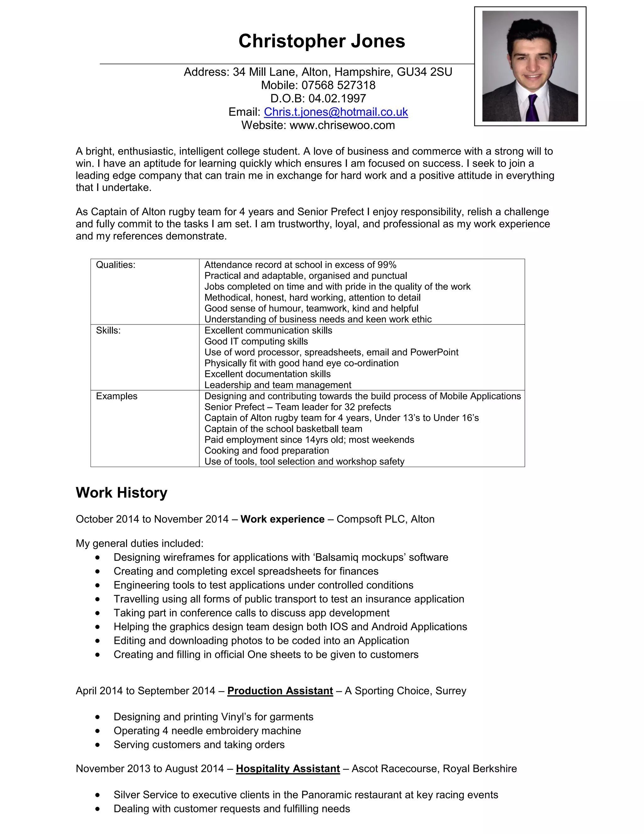 Christopher Jones CV | PDF