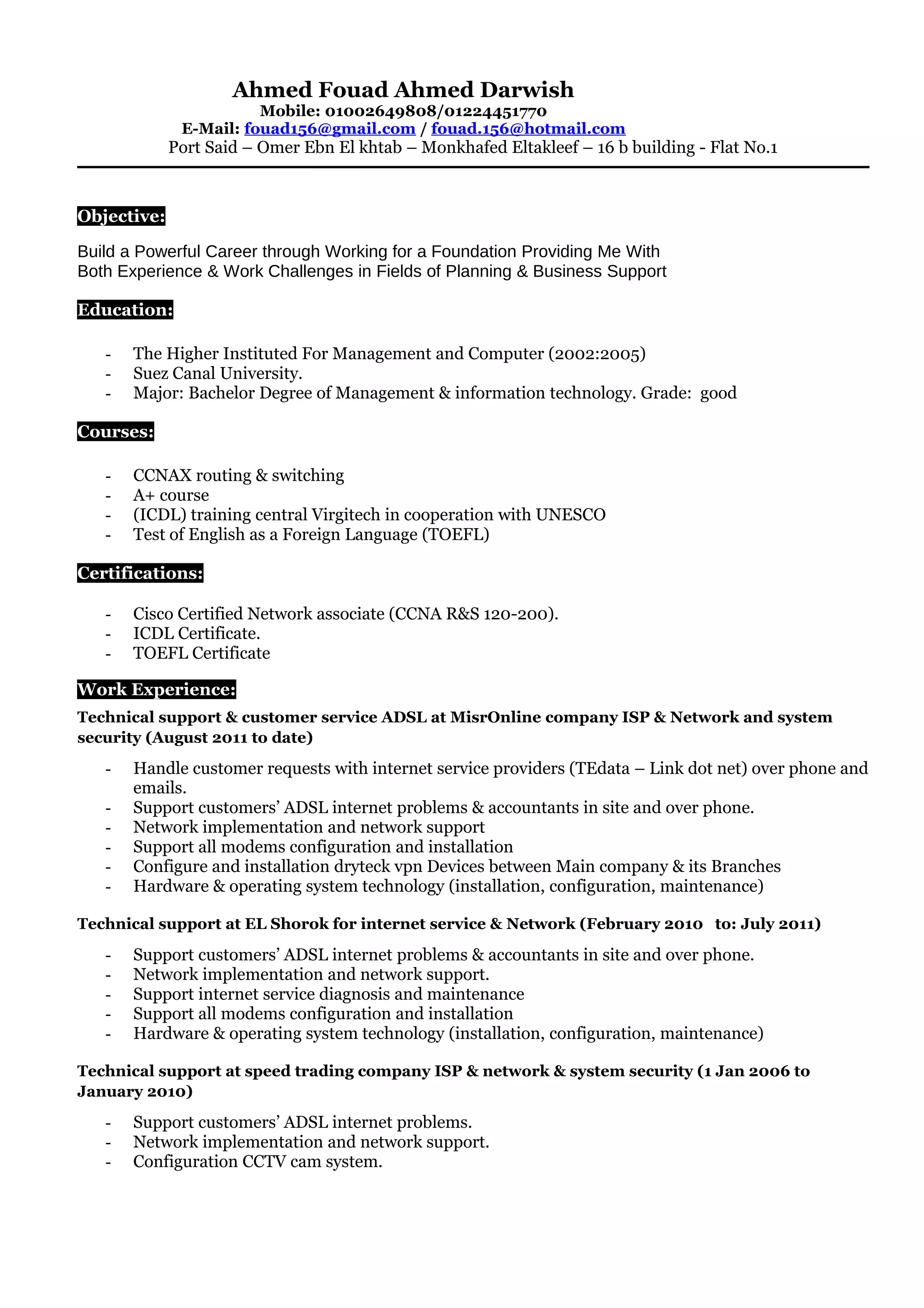 Ahmed Fouad cv | PDF
