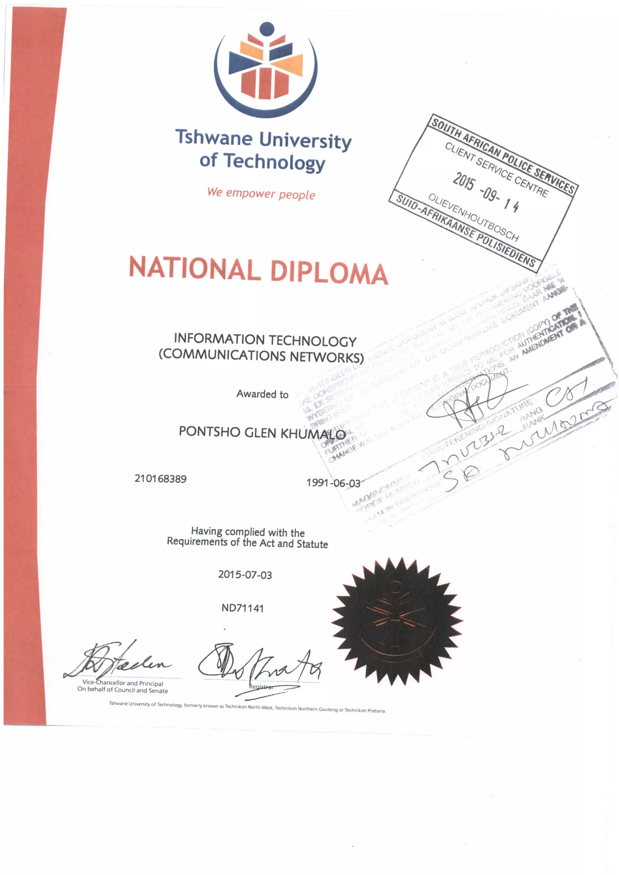 National diploma -Certificate | PDF