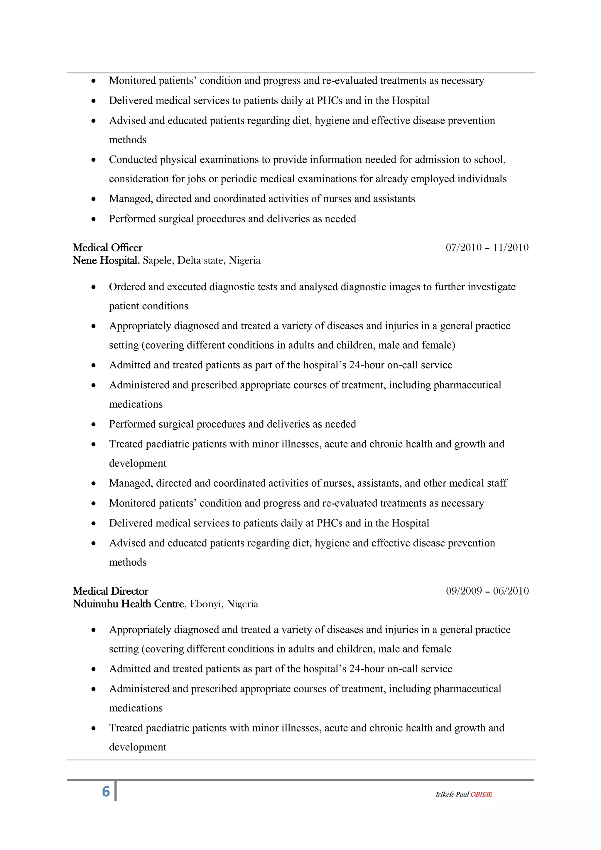 CV for Irikefe | PDF