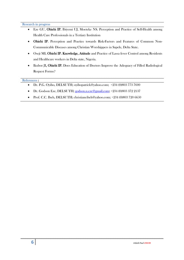 CV for Irikefe | PDF