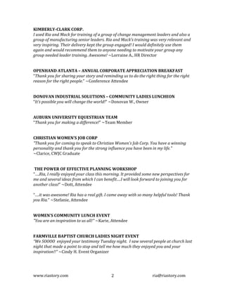 Ria Story Testimonials | PDF