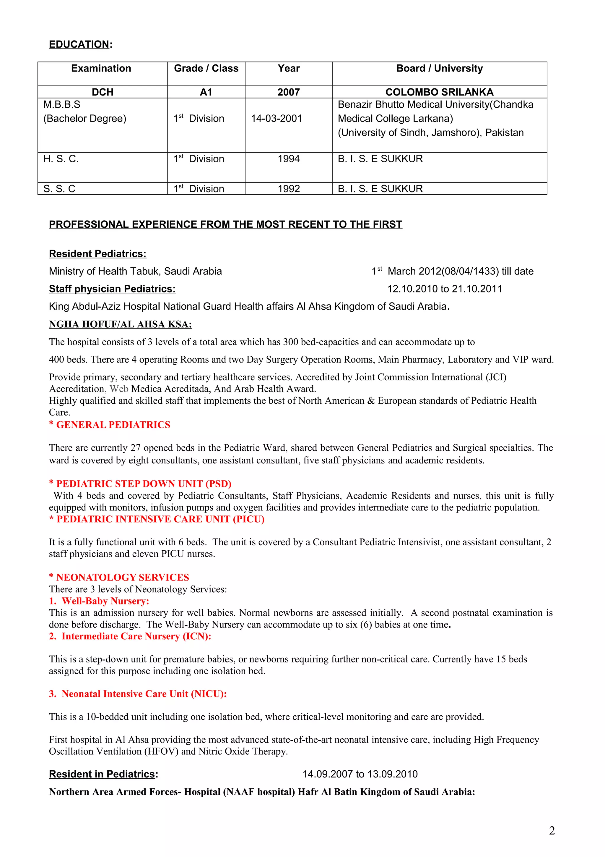 Dr Imtiaz Ali Kalwar New CV | DOC