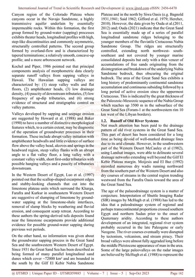 Groundwater Sapping Process and Runoff of Old River Systems in the ...