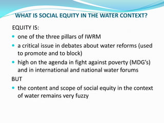 IWRM and social equity by Humberto Pena | PDF