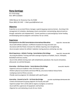 Personal/Group Fitness Trainer Resume/CV | DOCX | Fitness and Exercise ...