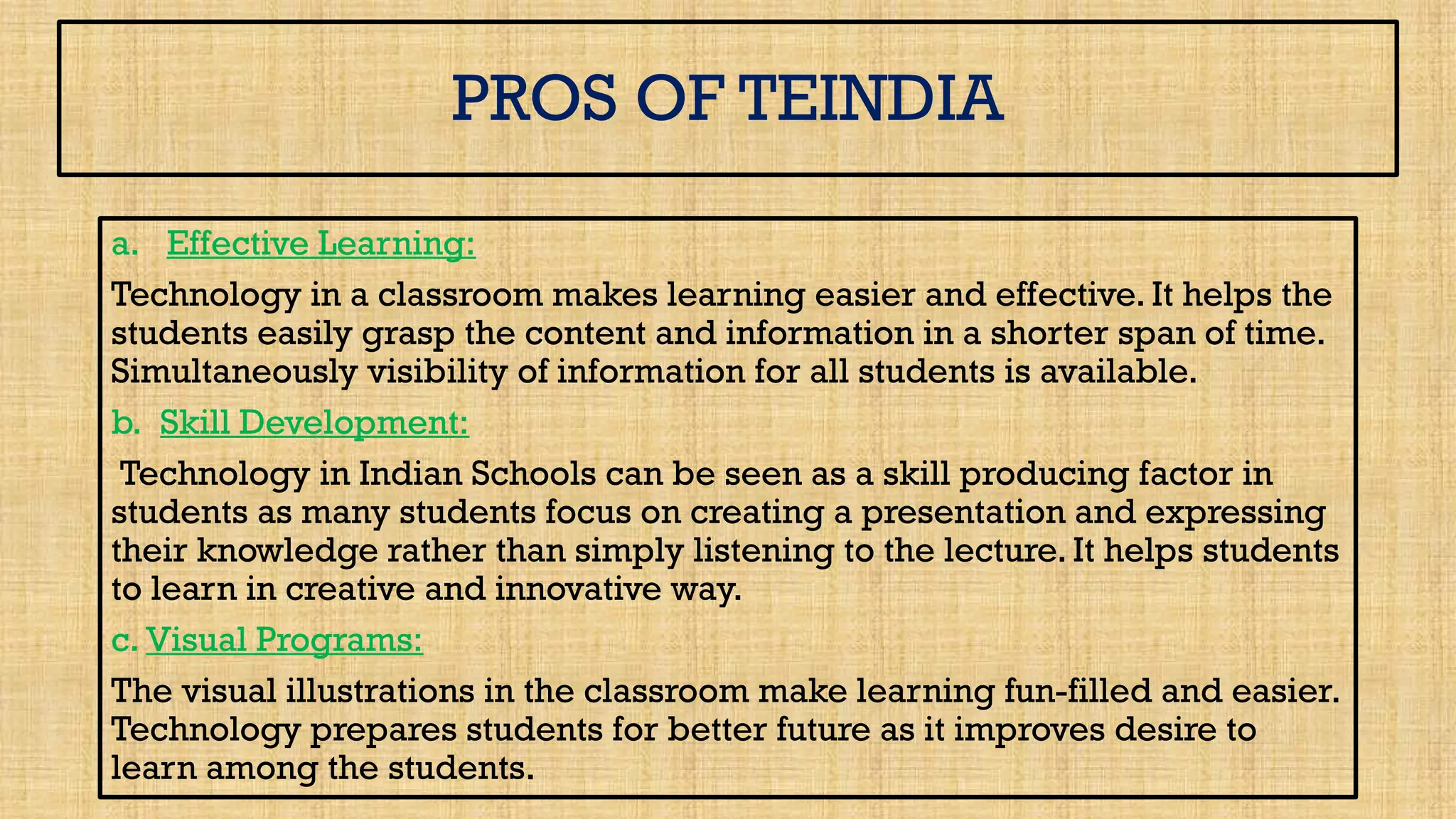 Resource Centre: Technology In Indian School (TEINDIA) | PPTX