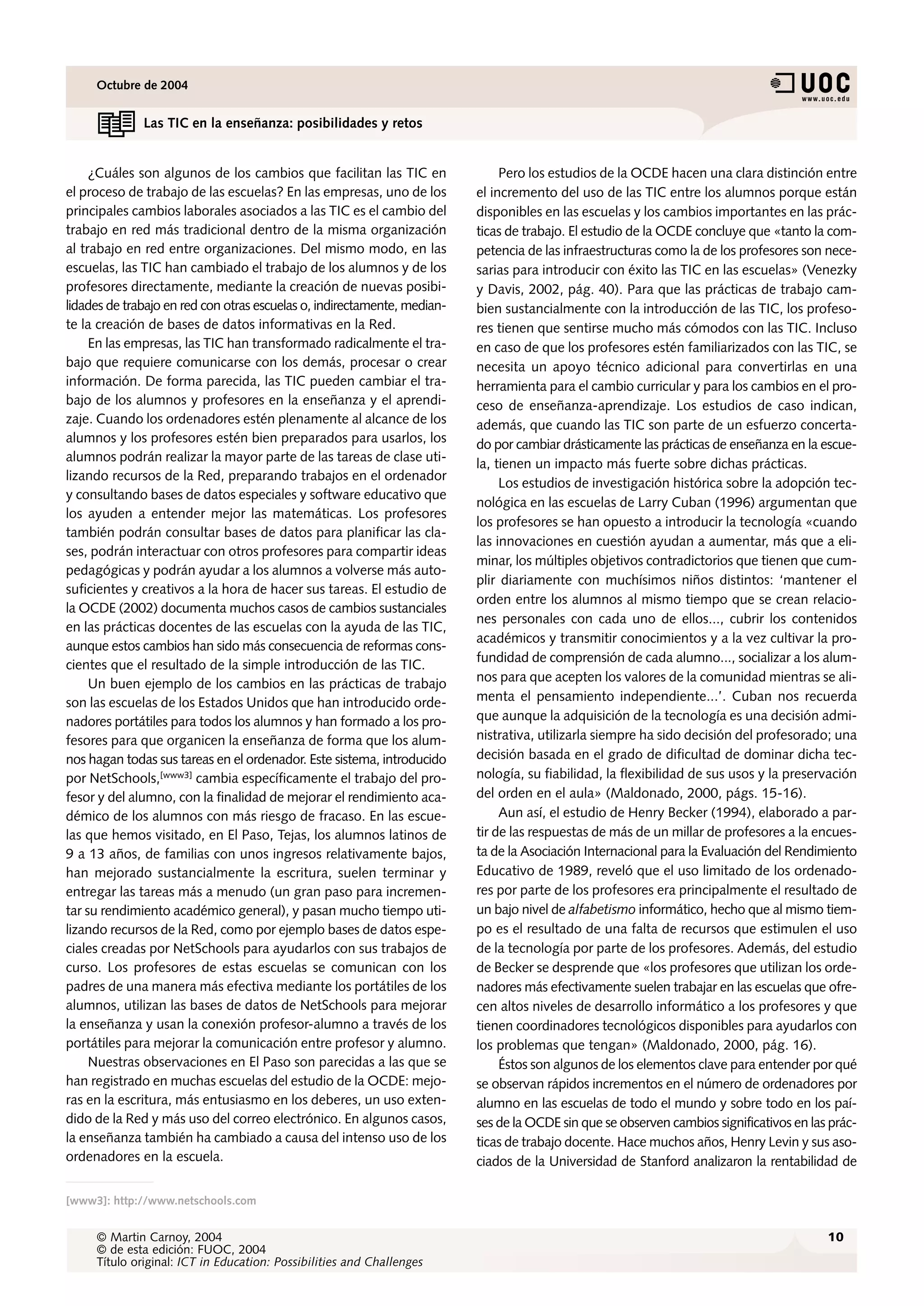 24 – martin carnoy – las tic en la enseñanza (1 18) | PDF