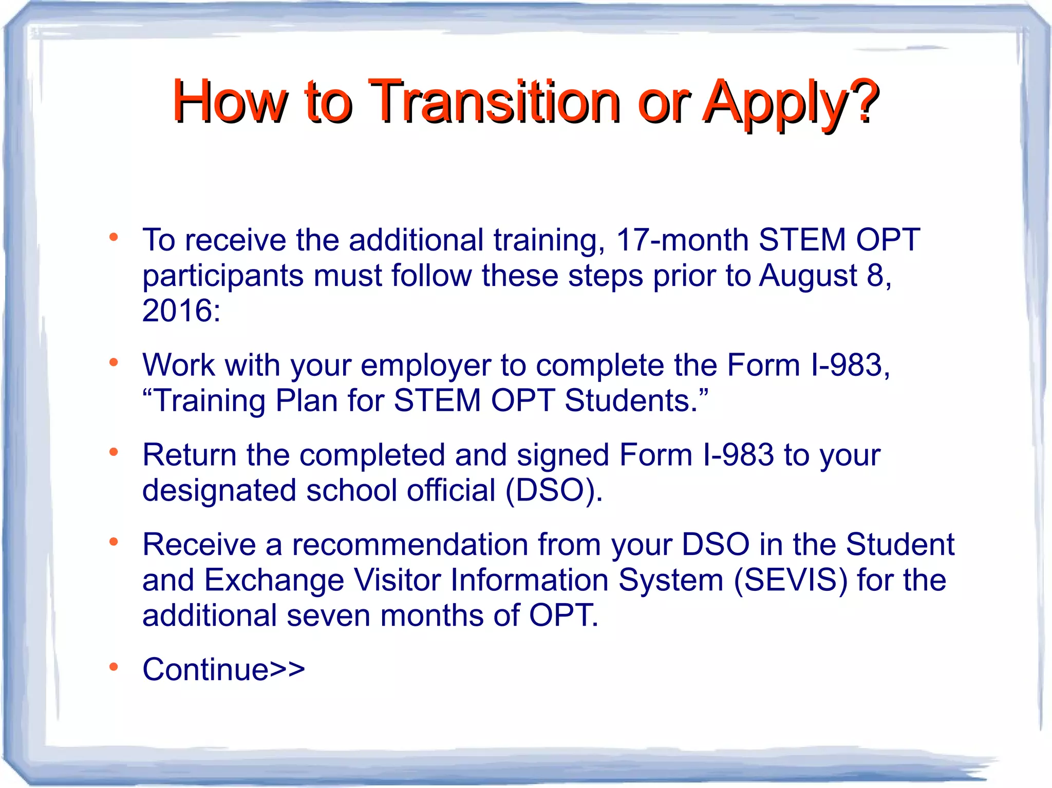 Transitioning from 17 month STEM OPT to 24 month STEM OPT | PPT