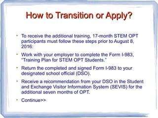 Transitioning from 17 month STEM OPT to 24 month STEM OPT | PPT