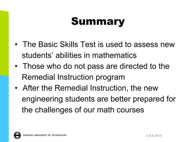 TUTMathematics Basic Skills Test & Remedial Instruction | PPTX