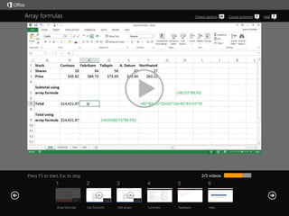 Microsoft Office Excel 2013 Tutorial 4-Creating array formulas | PPTX ...