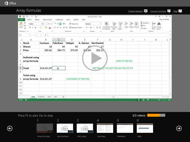 Microsoft Office Excel 2013 Tutorial 4-Creating array formulas | PPTX ...