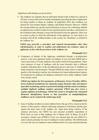 Performance Audit on Functioning of Unique Identification Authority of ...