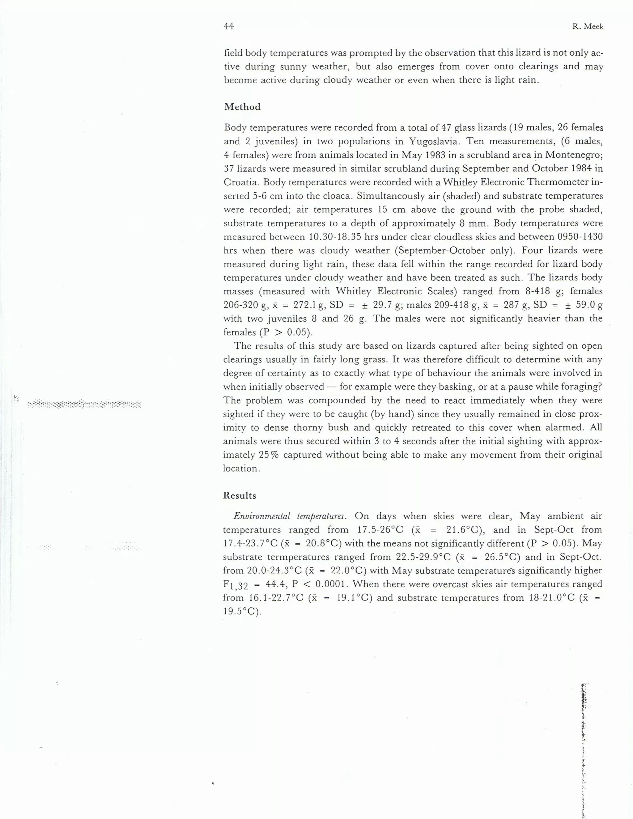 Ophisaurus apodus; field body temperatures | PDF