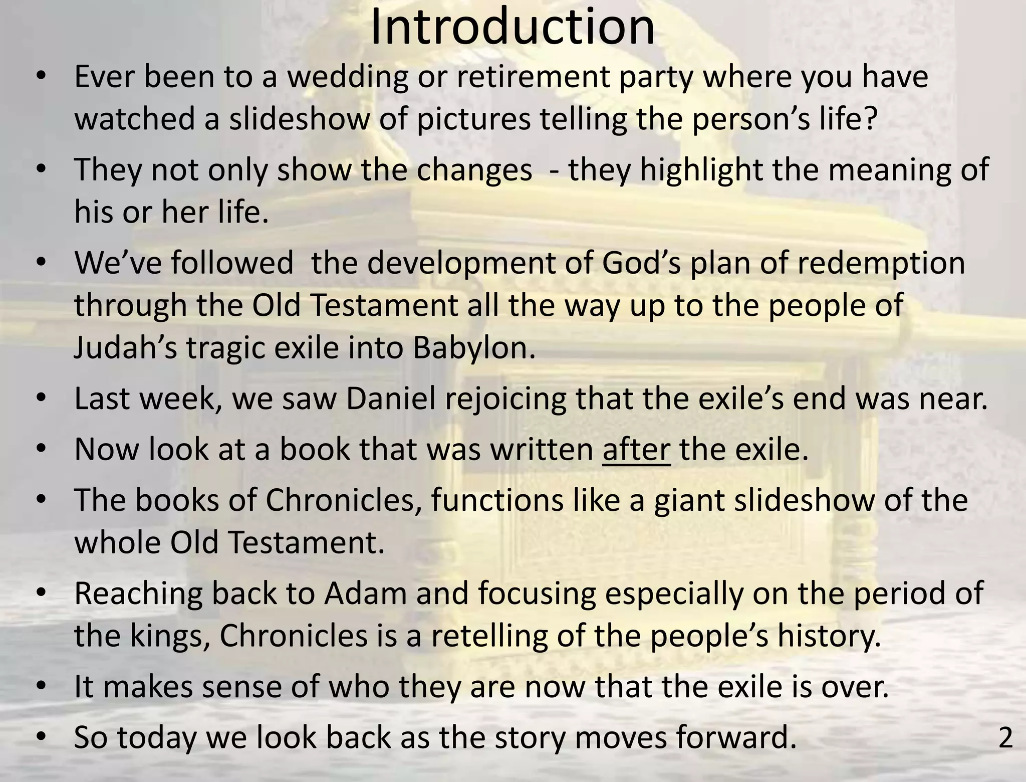 Session 24 Old Testament Overview - I & II Chronicles | PPTX