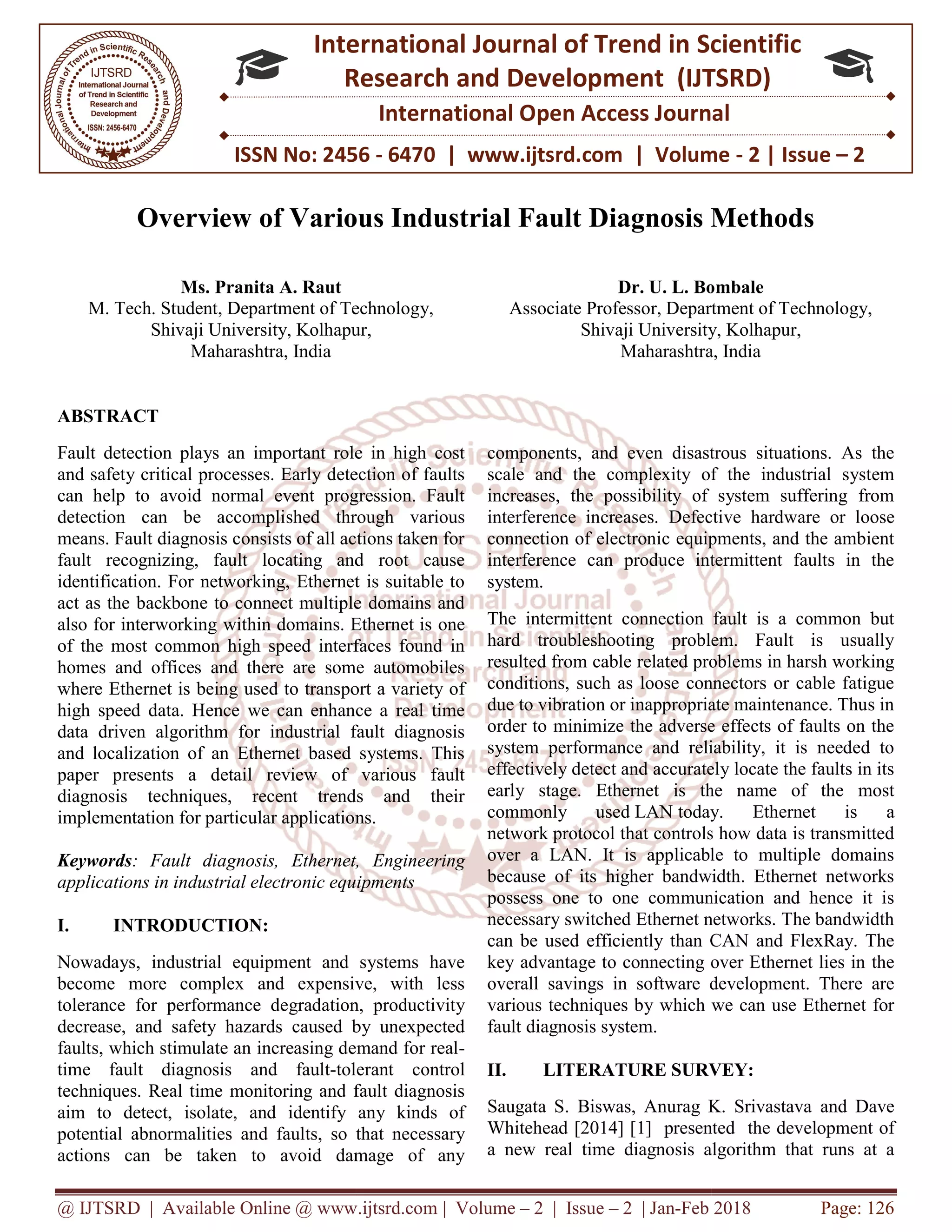 Overview of Various Industrial Fault Diagnosis Methods | PDF | Free Download