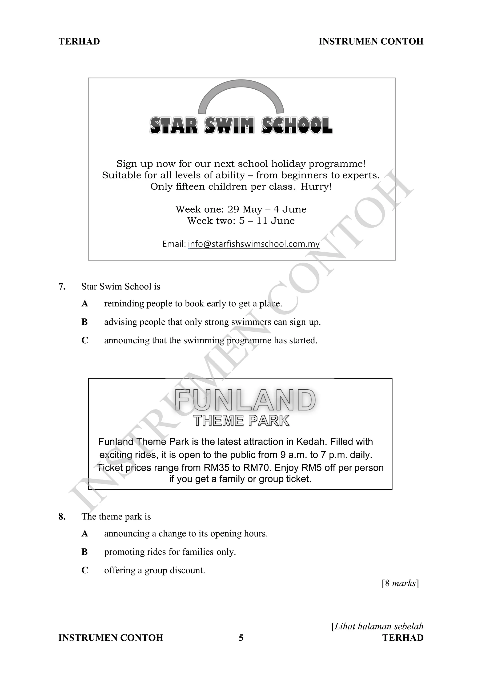 Pt3 reading sample test qp | PDF