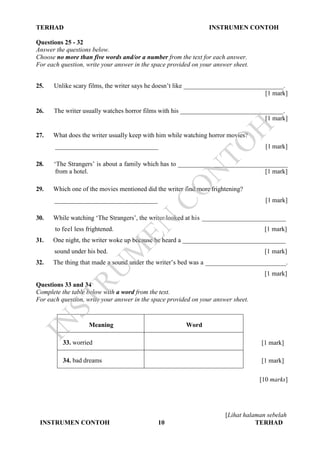 Pt3 reading sample test qp | PDF
