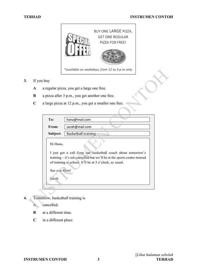 Pt3 reading sample test qp | PDF