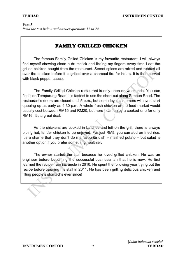 Pt3 reading sample test qp | PDF