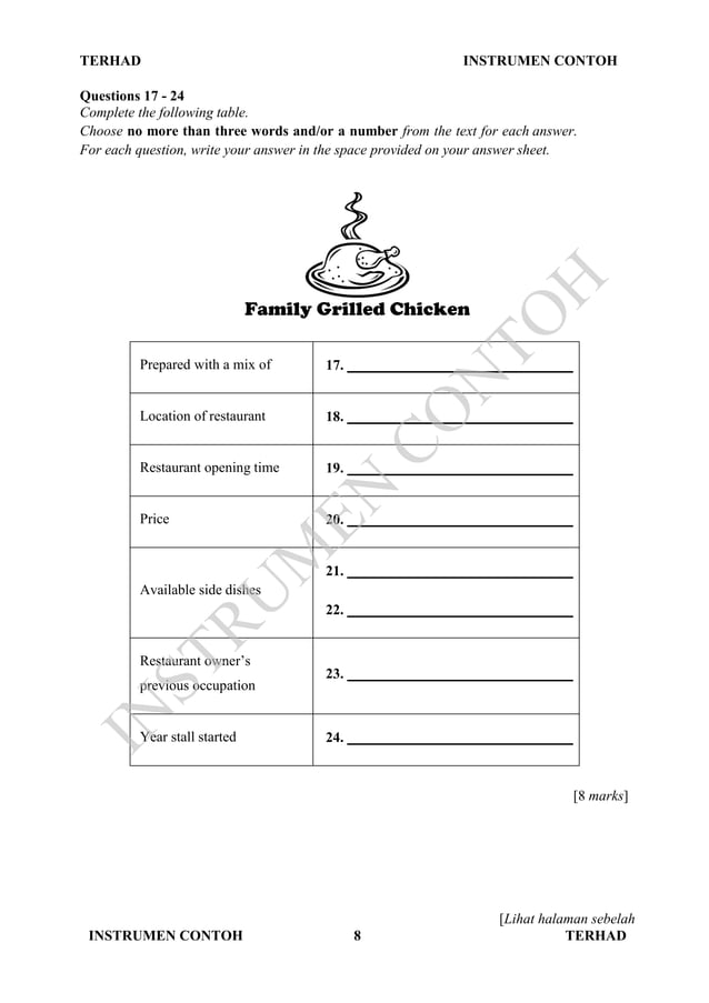 Pt3 reading sample test qp | PDF