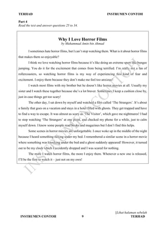 Pt3 reading sample test qp | PDF