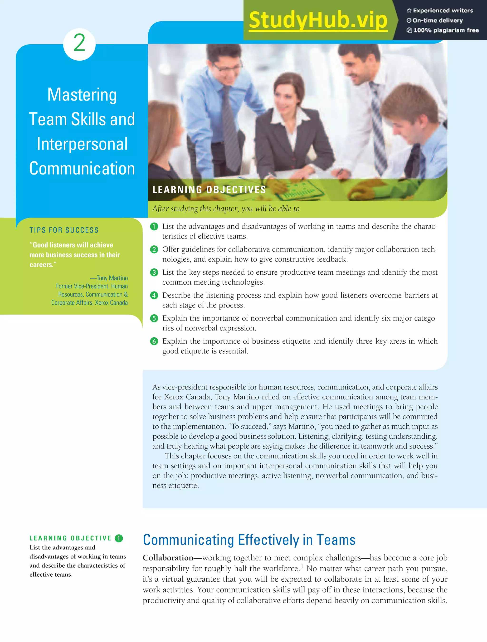 24 PART 1 Business CommuniCATion FoundATions 2 Mastering Team Skills ...