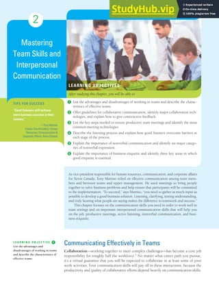 24 PART 1 Business CommuniCATion FoundATions 2 Mastering Team Skills ...