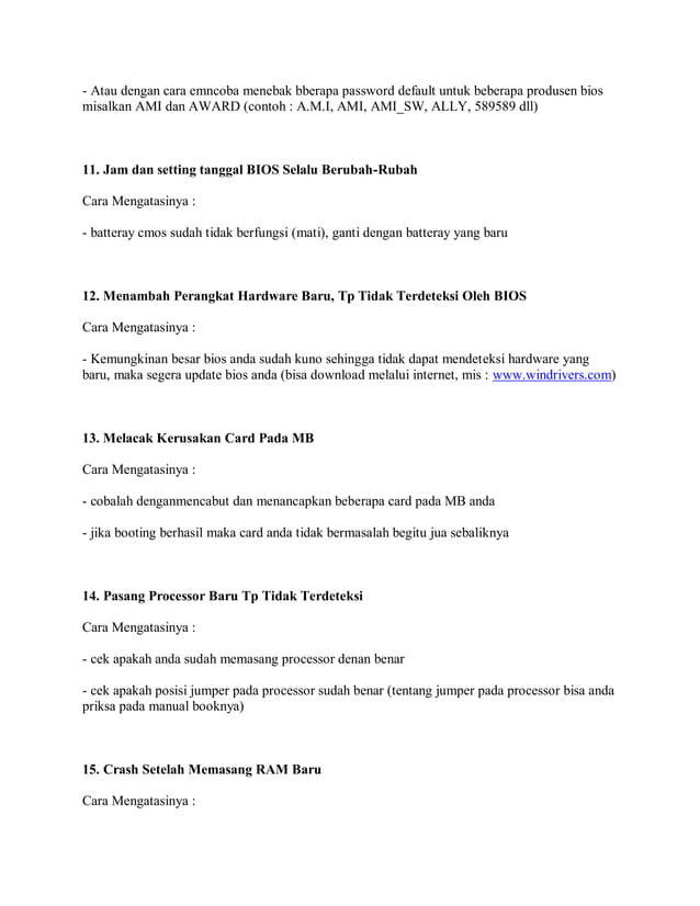 24 penyebab kerusakan komputer dan cara mengatasinya | PDF