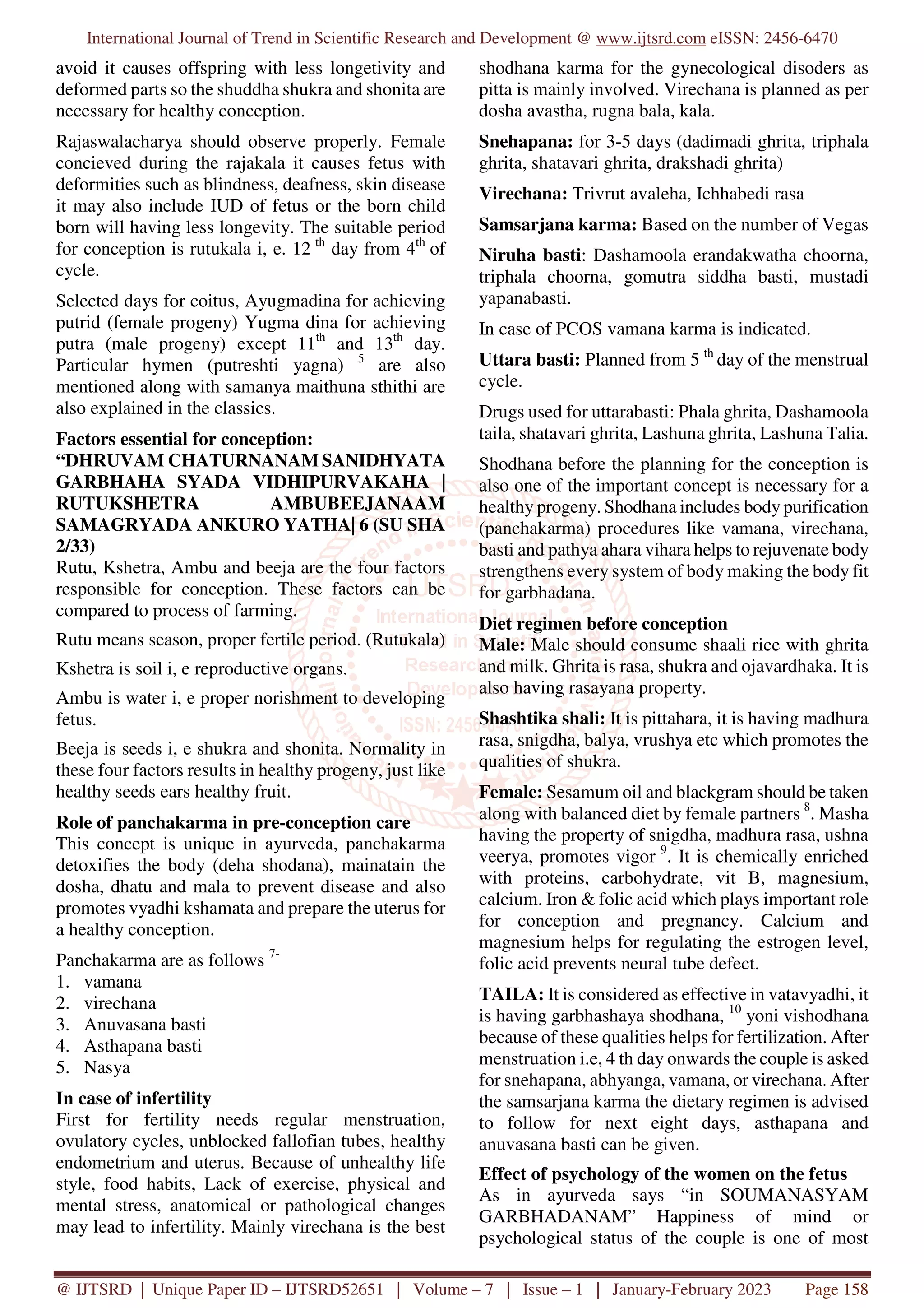 Pre Conception Care in Ayurveda | PDF