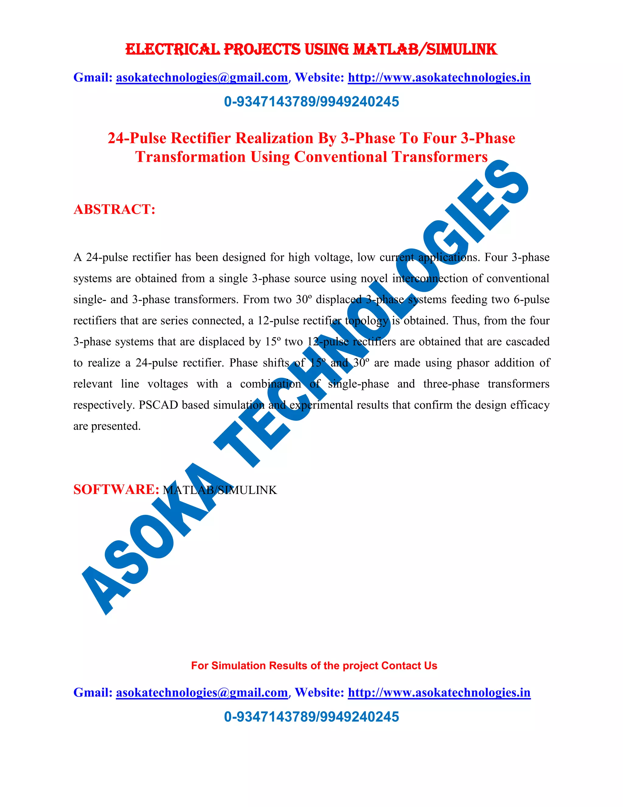 24 pulse rectifier realization by 3 phase to four 3 phase transformation using conventional ...