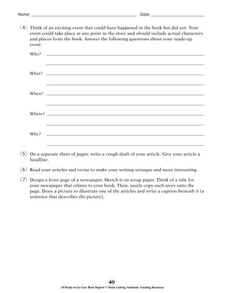7th Grade Book Report Template