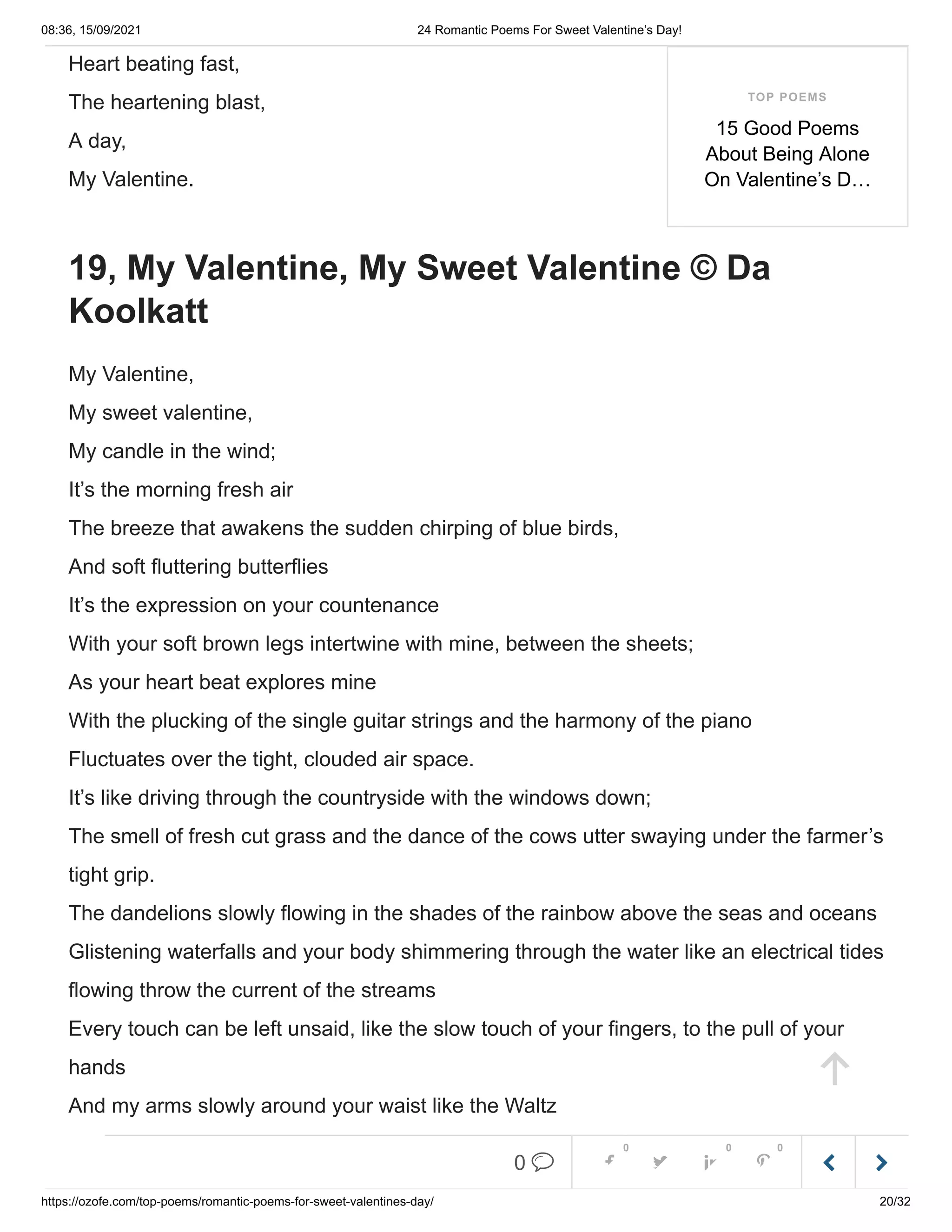 24 Romantic Poems For Sweet Valentine’s Day! | PDF