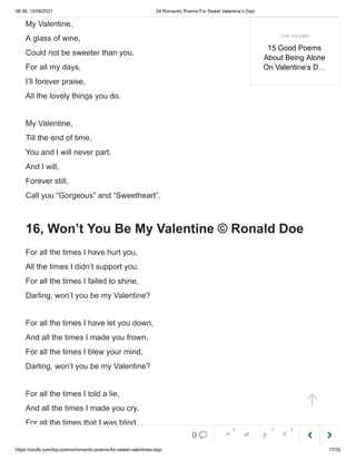 24 Romantic Poems For Sweet Valentine’s Day! | PDF