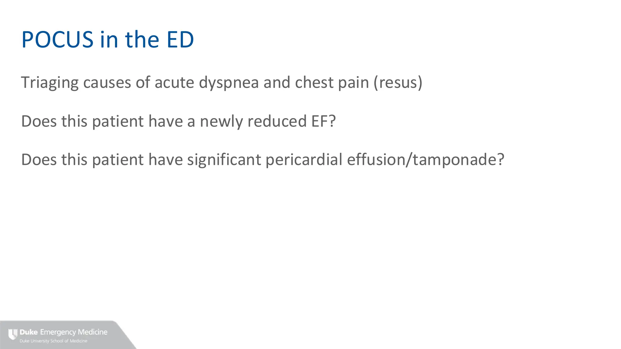 Training and Use of Cardiac POCUS in the Emergency Department | PDF