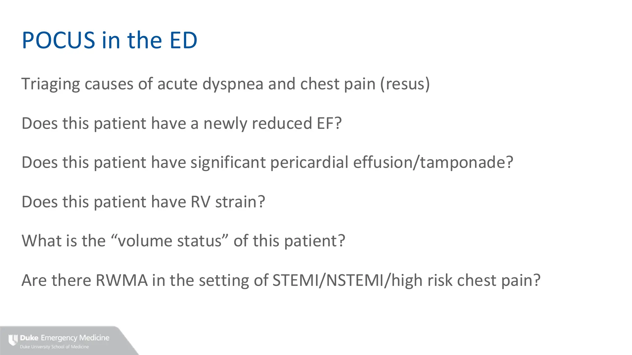 Training and Use of Cardiac POCUS in the Emergency Department | PDF