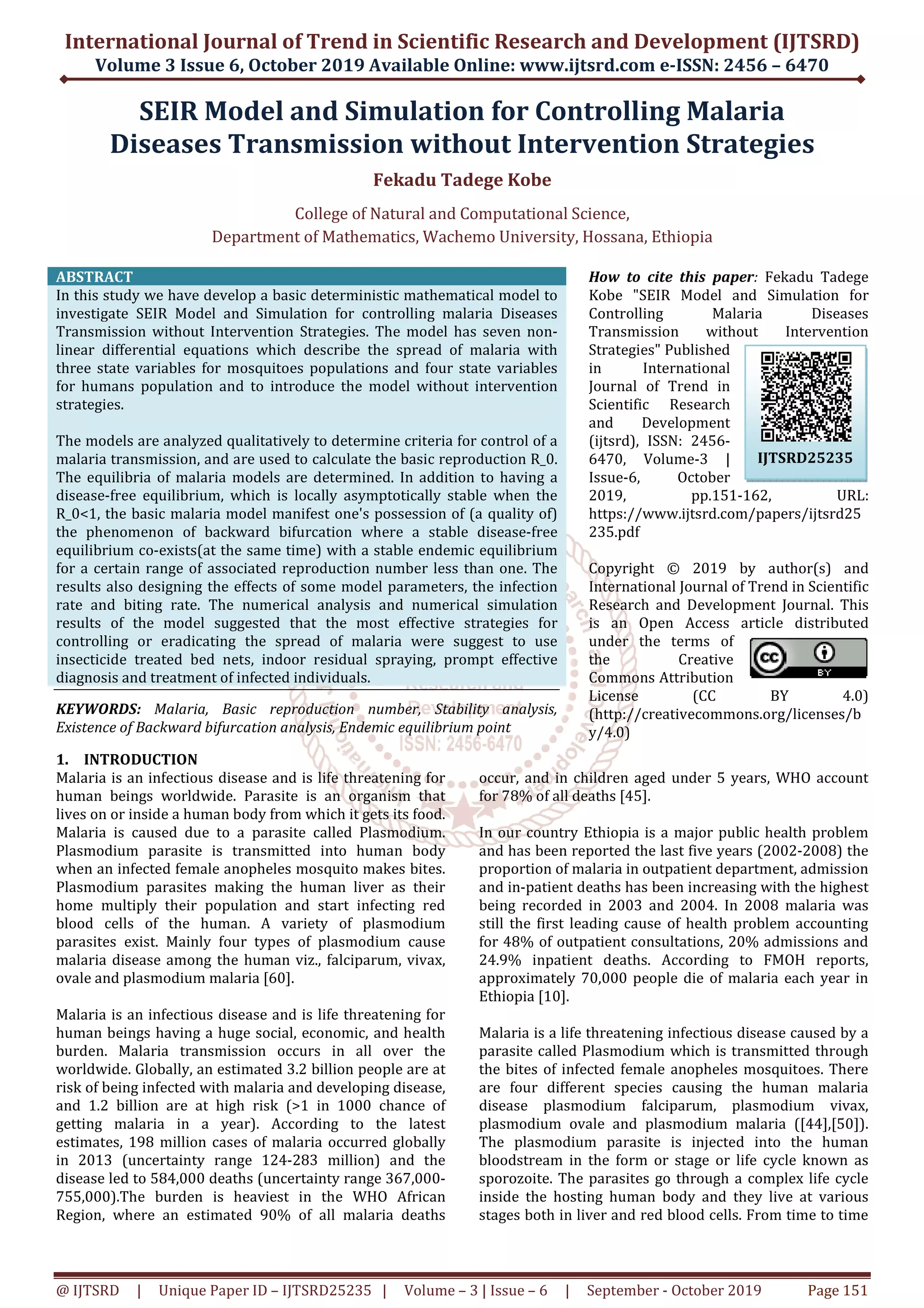 SEIR Model and Simulation for Controlling Malaria Diseases Transmission ...
