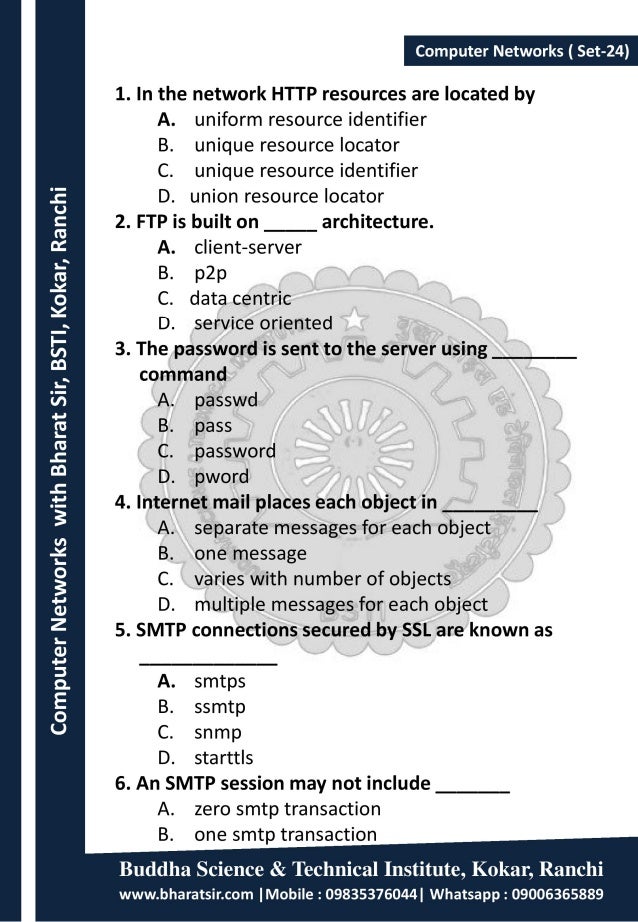 BSTI-BharatSir : Computer Network , Set-24 | PDF