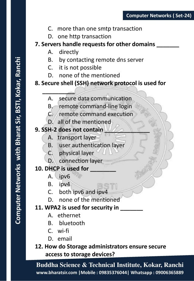 BSTI-BharatSir : Computer Network , Set-24 | PDF