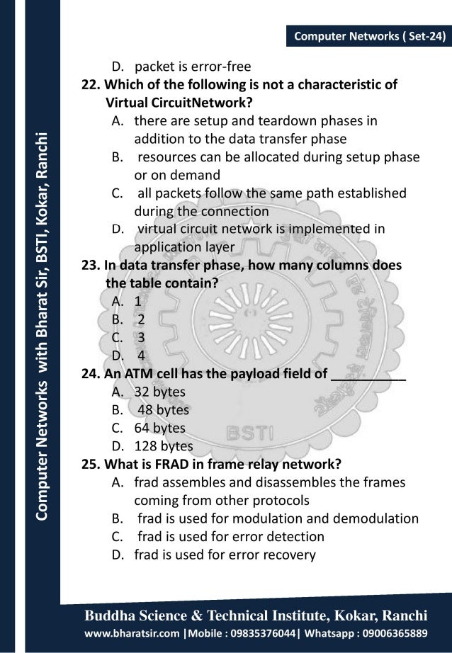 BSTI-BharatSir : Computer Network , Set-24 | PDF