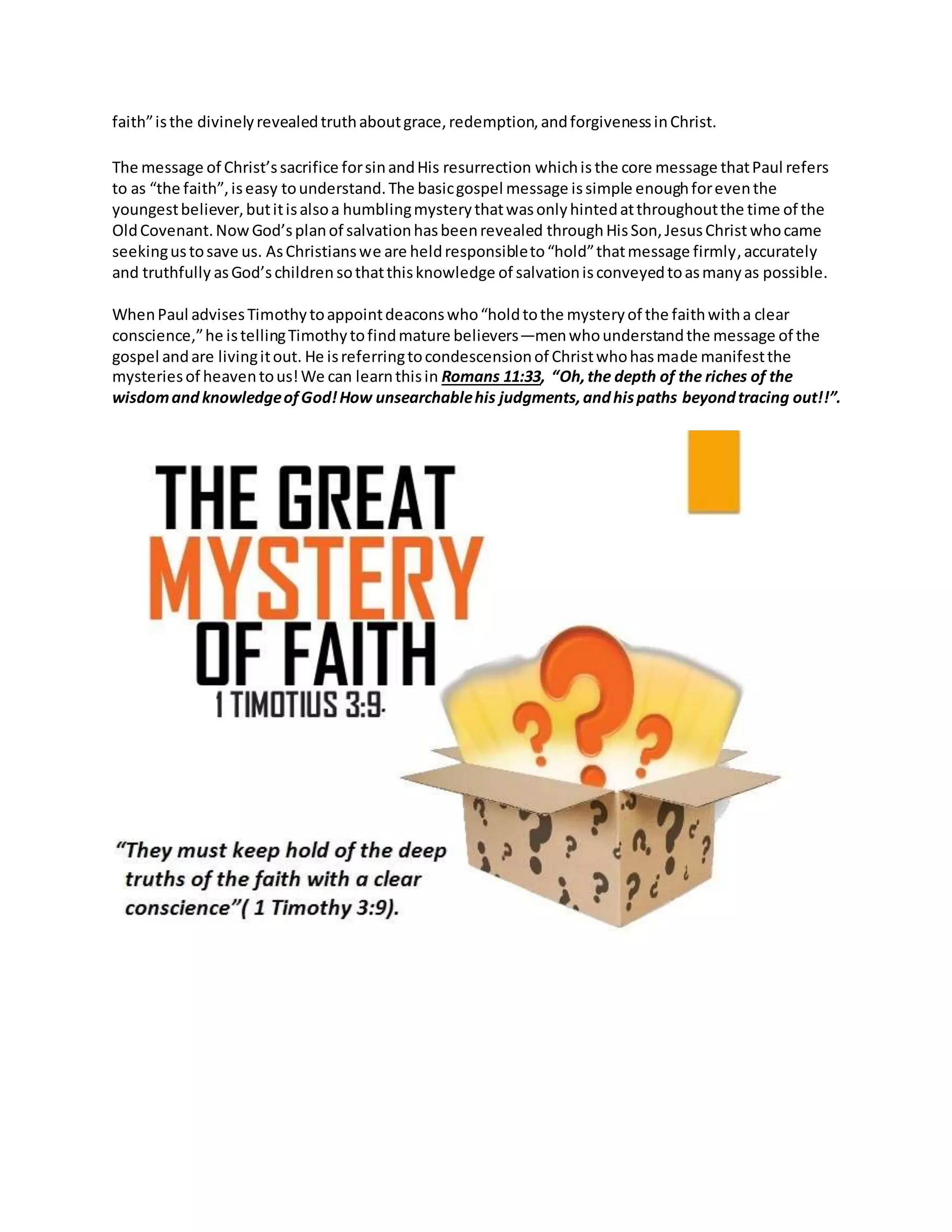 24th may 20916 - The mystery of Faith | PDF
