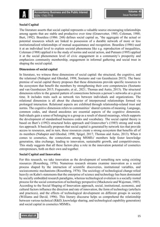 A SOCIAL CAPITAL APPROACH TO ENTREPRENEURIAL ECOSYSTEM AND INNOVATION: CASE STUDY OF COSMETIC ...