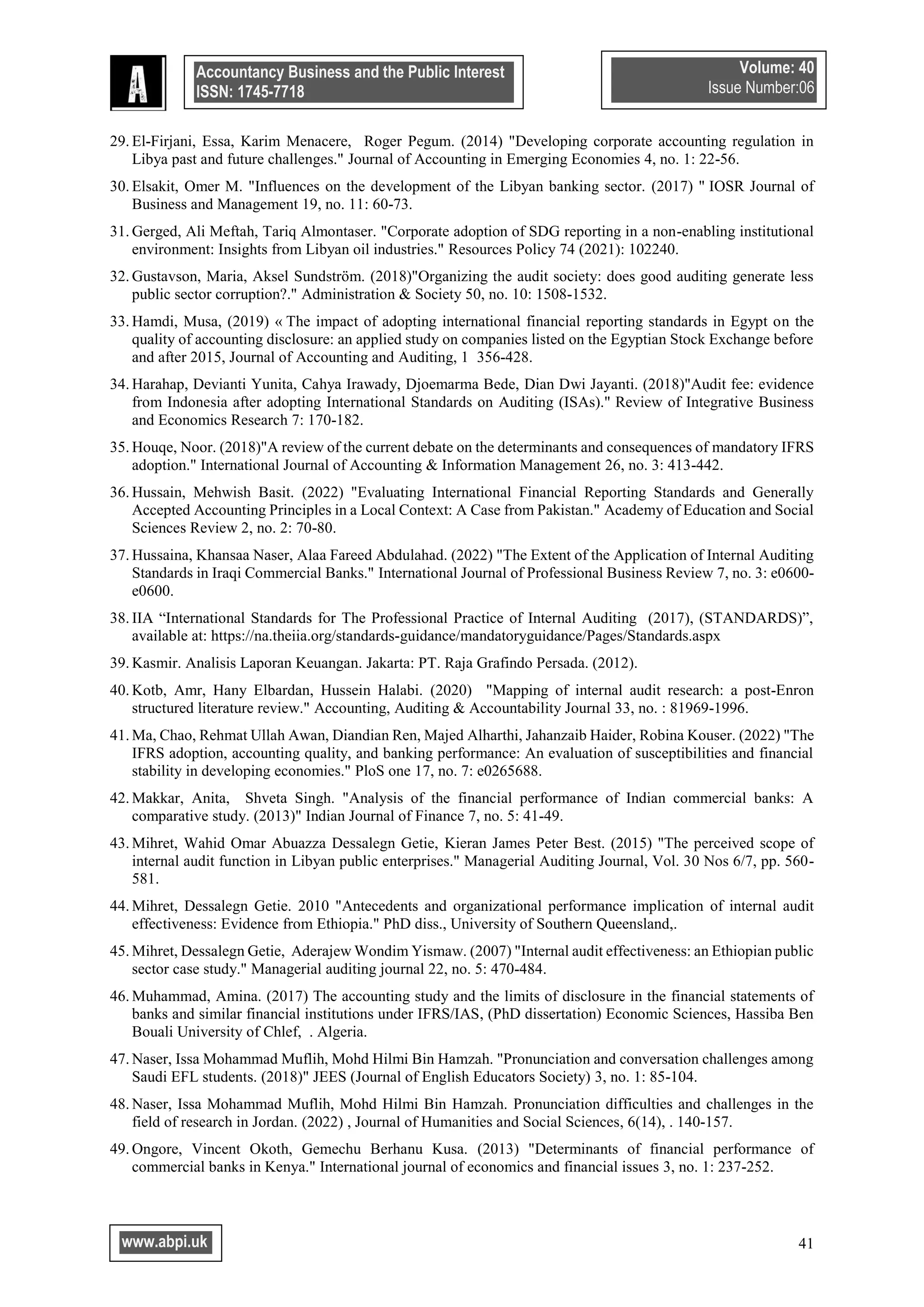 THE IMPACT OF INTERNAL AUDIT FUNCTIONS ON FINANCIAL REPORTING QUALITY ...